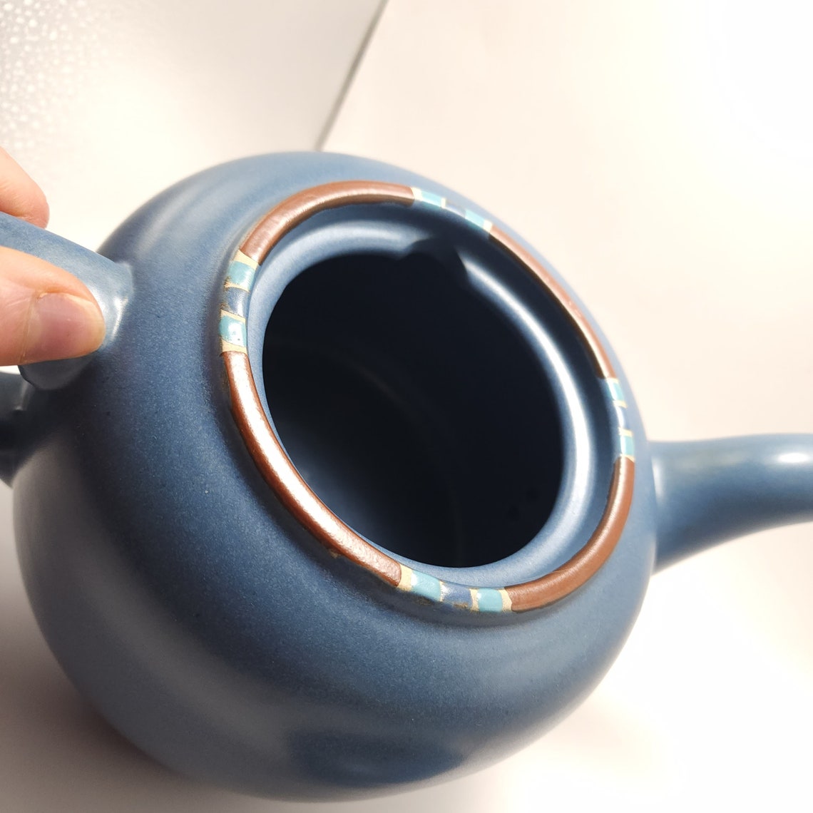 Dansk Mesa Sky Blue Teapot Coffee Pot Ceramic Vintage Southwest Design ...