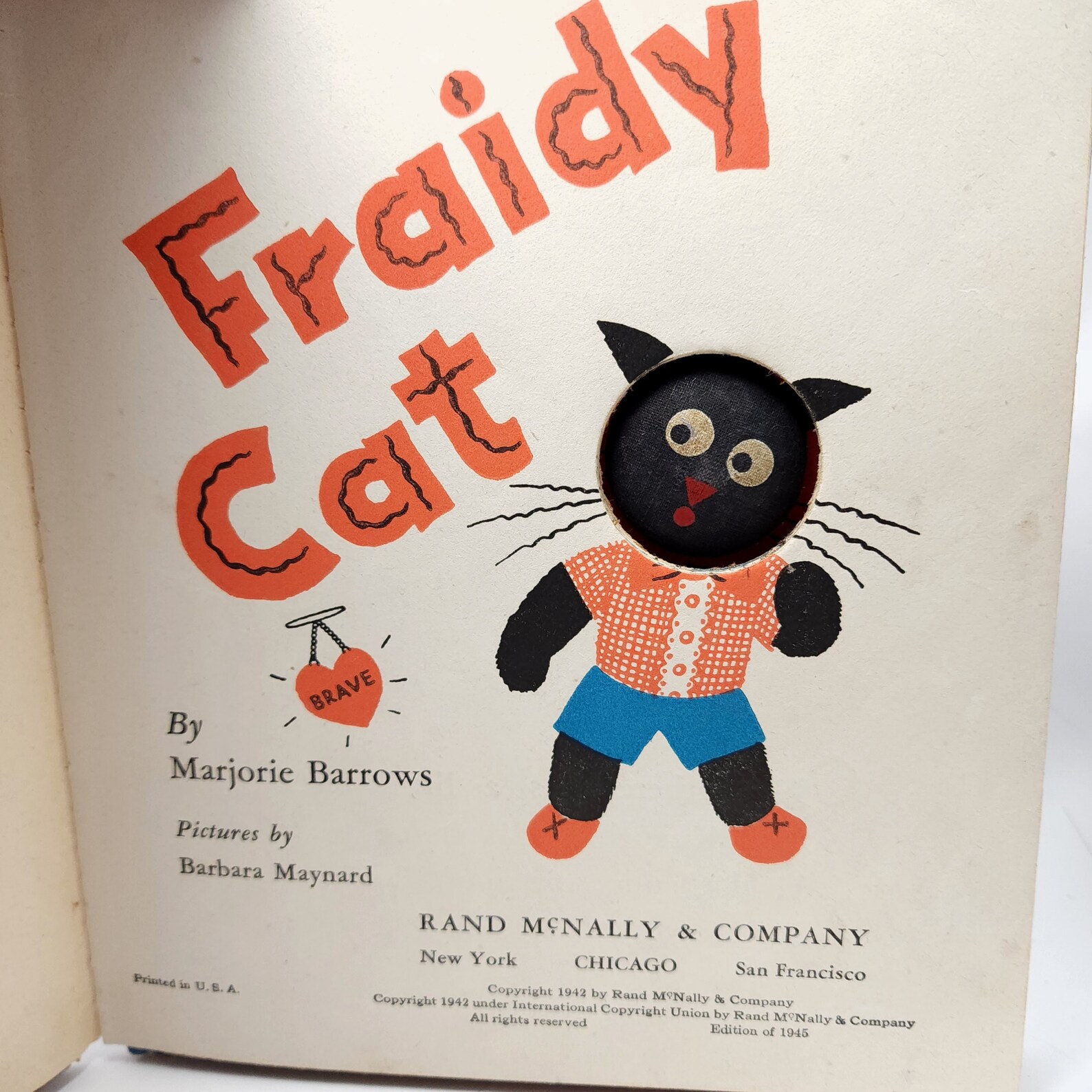 Fraidy Cat by Marjorie Barrows A Glowing Eye Book 1943 Vintage ...