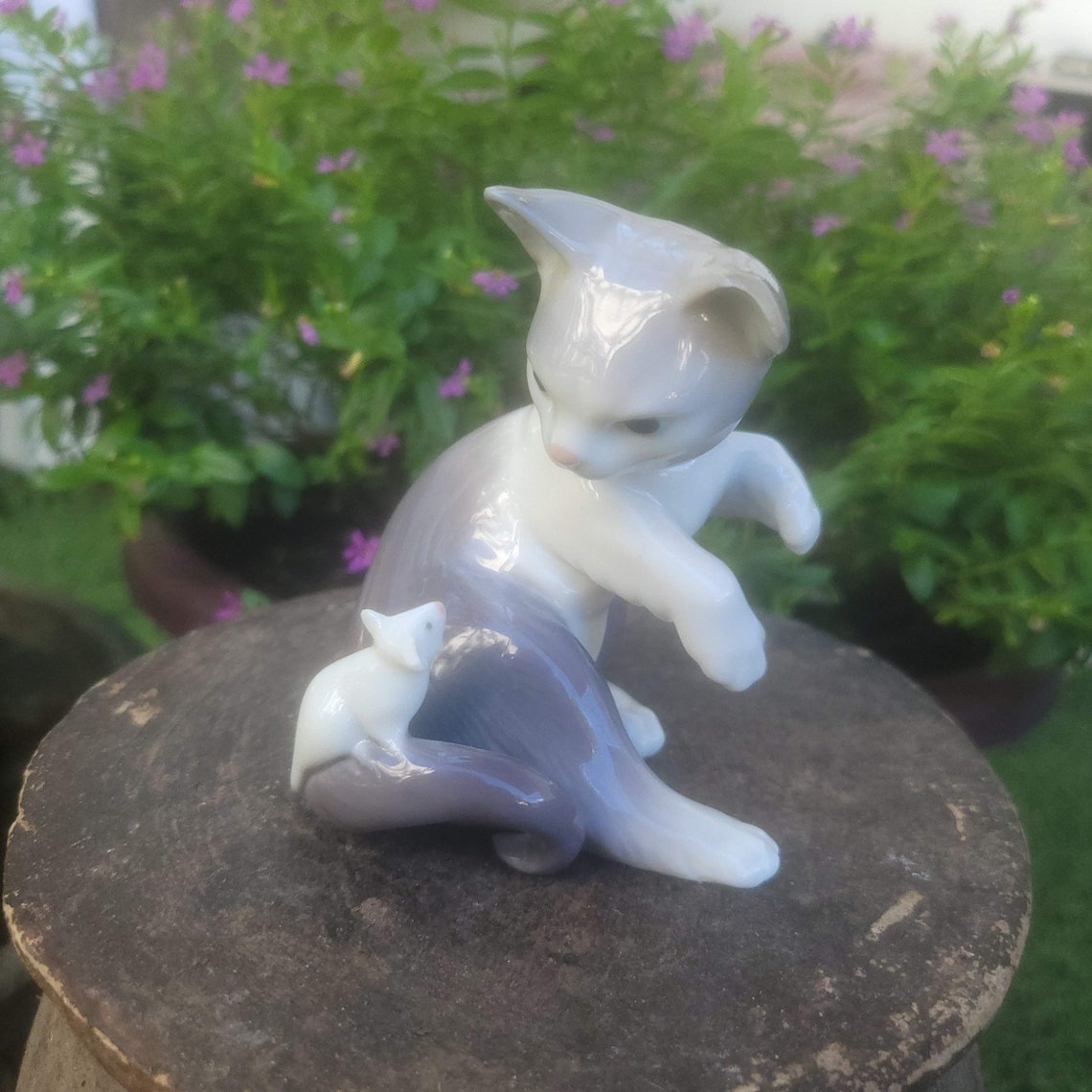 Lladro Cat and Mouse Figurine Porcelain Cat Gray White - Etsy