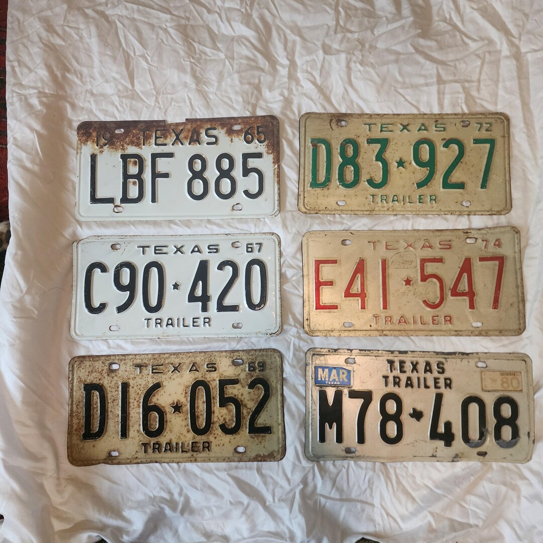 Vintage Texas Trailer License Plates Rustic Look Wall Art Expired Texas ...