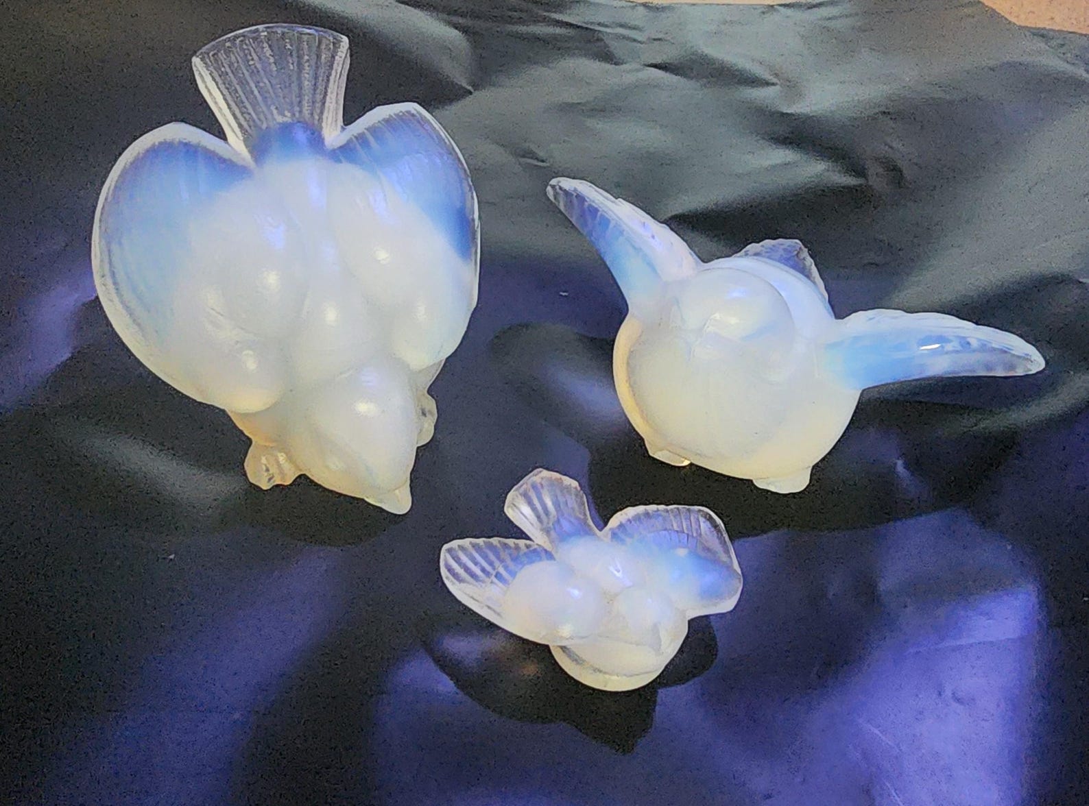 3 Vintage C1950 Sabino Art Crystal Glass Sparrows Bird Figurines ...