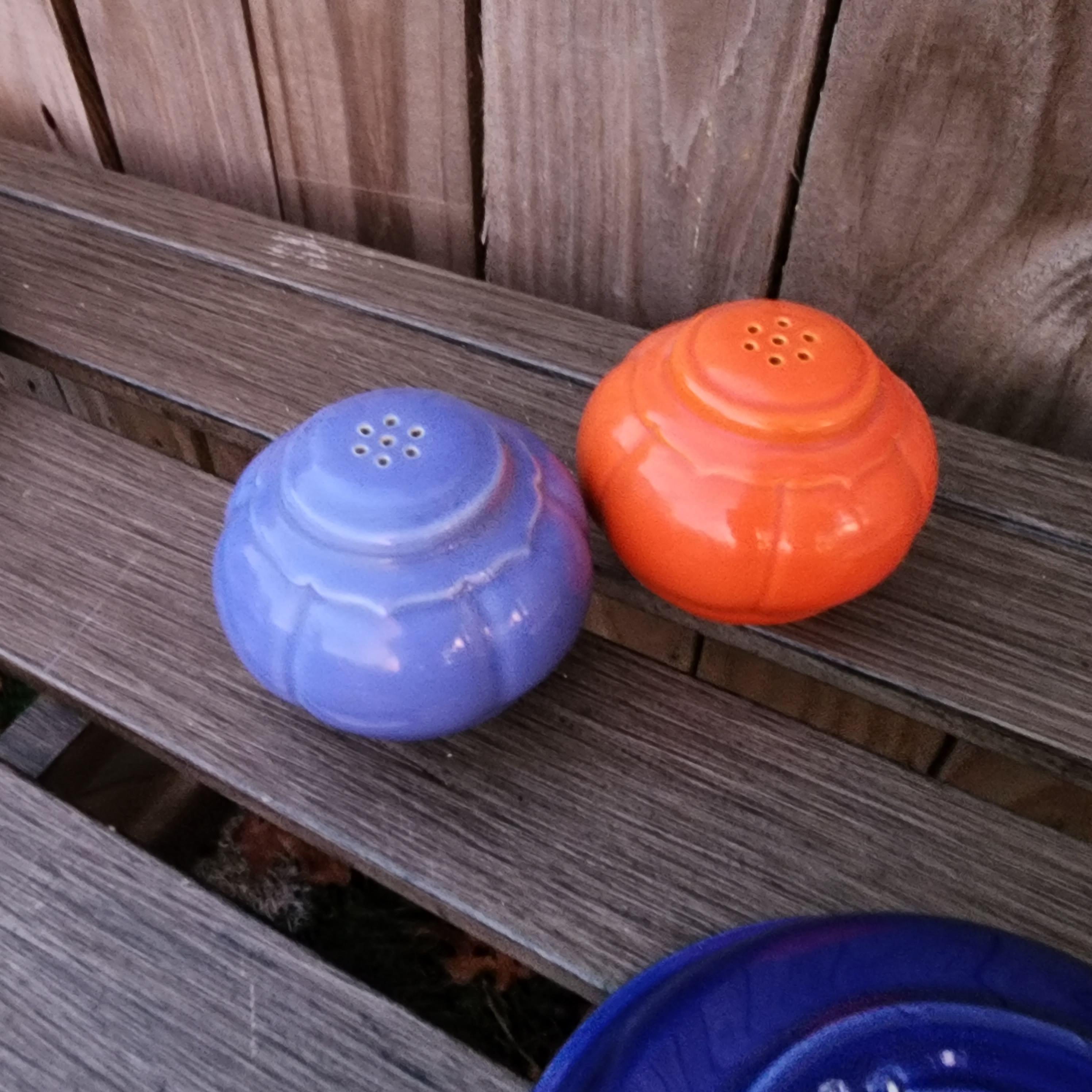 Homer Laughlin Fiestaware Salt and Pepper Shakers Blue and Orange. - Etsy