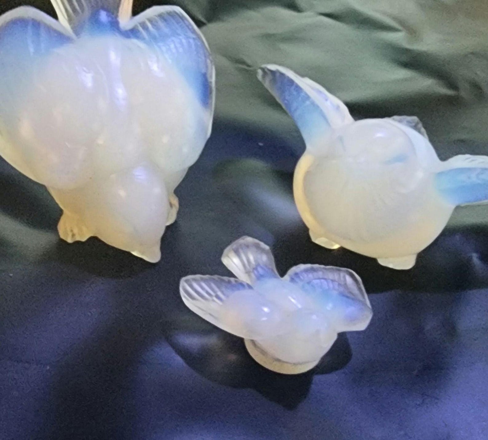 3 Vintage C1950 Sabino Art Crystal Glass Sparrows Bird Figurines ...