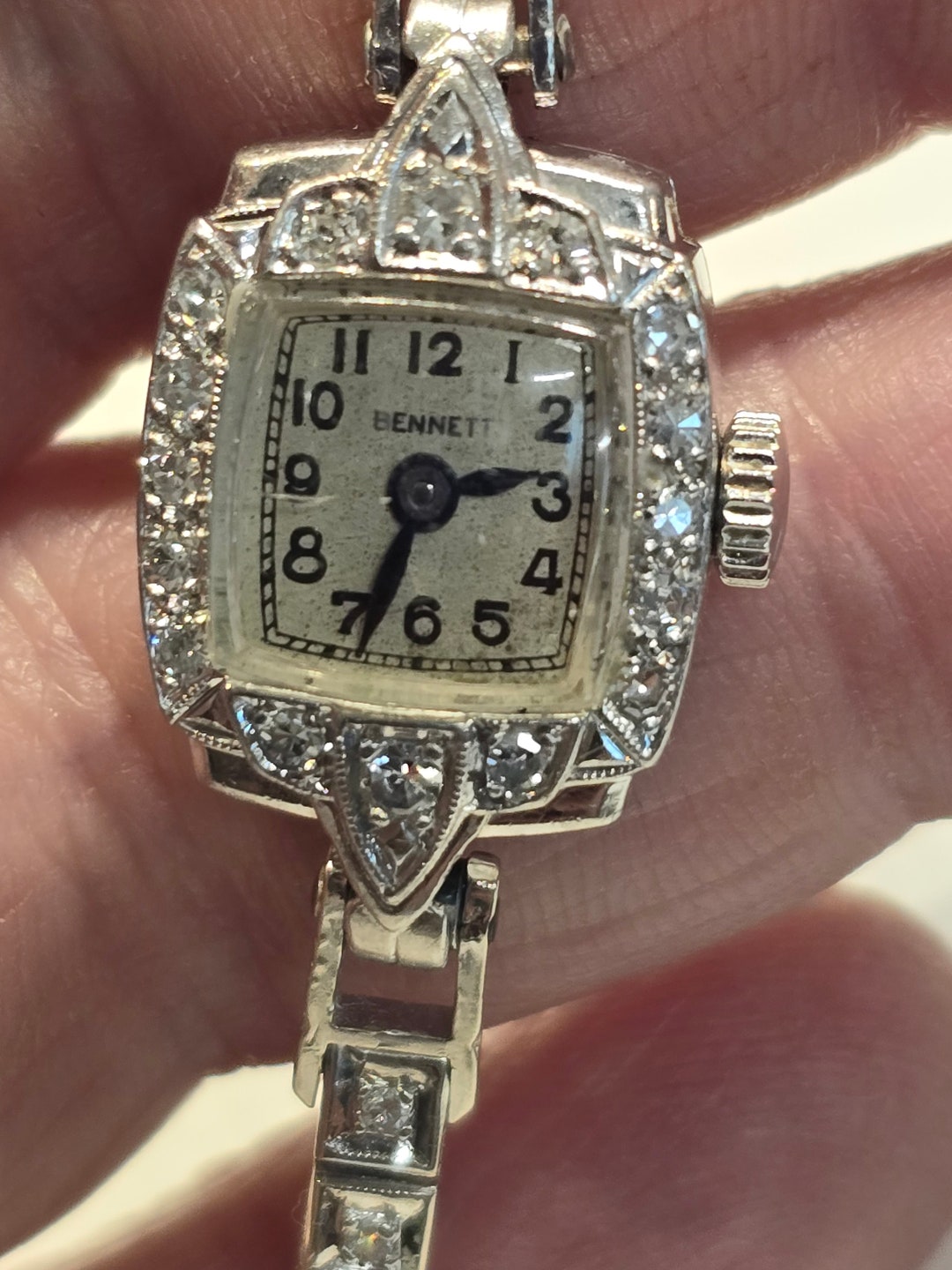 Vintage Ladies Platinum and Diamond Bennett Wrist Watch - Etsy