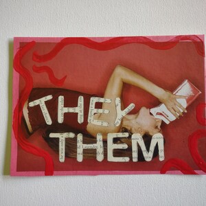 They/them Pronoun Postcards, One-of-a-kind Pronoun Collage Postcards ...