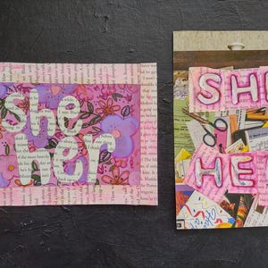 She/her Pronoun Postcards, One-of-a-kind Pronoun Collage Postcards With ...