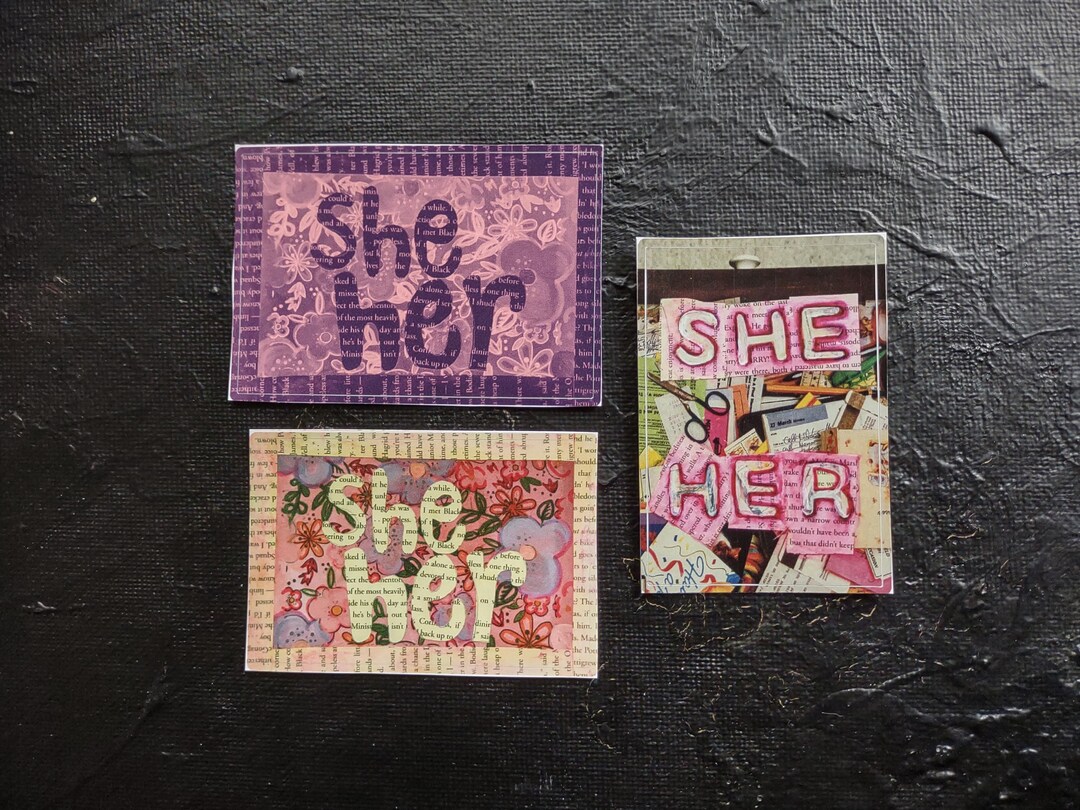 She/her Pronoun Collage Art Stickers: Trans Rights Decals - Etsy