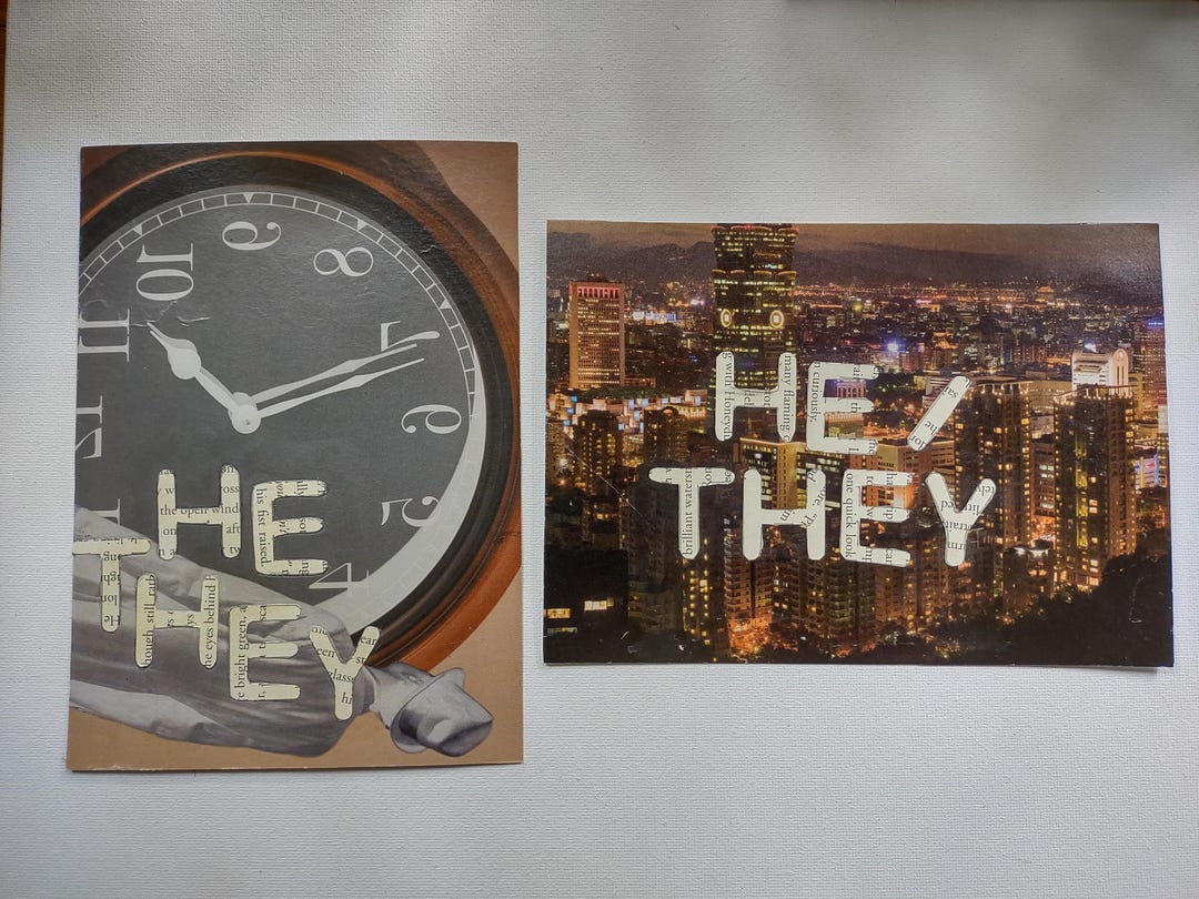 He/they Pronoun Postcards, One-of-a-kind Pronoun Collage Postcards With ...