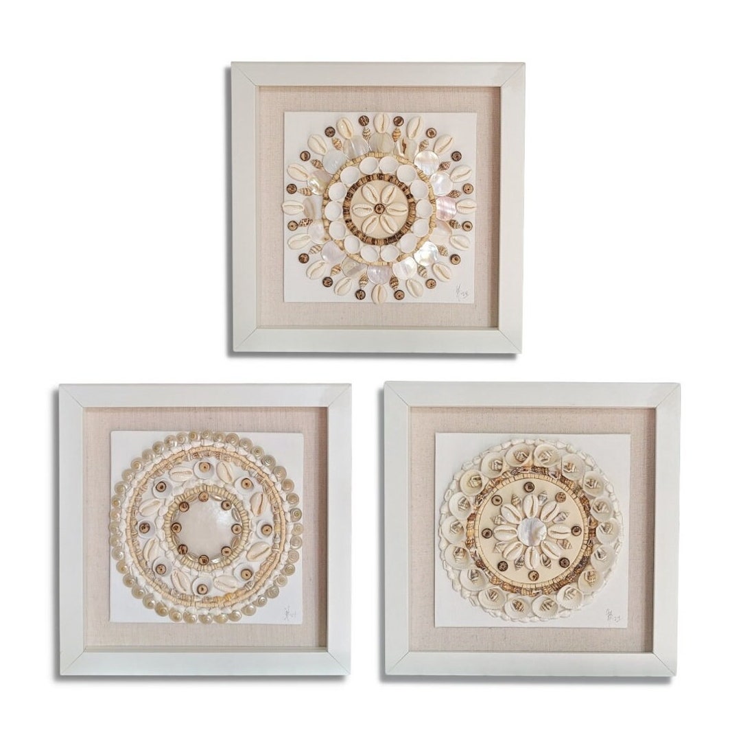 TRIPYCH Shell Mosaic Wall Art | "the Celestial Sisters" Tripych Collection | Handmade Shell ...