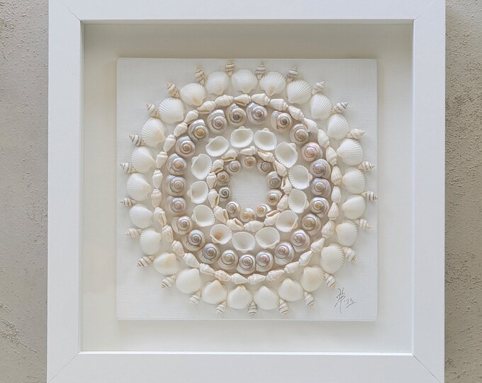 Shell Mosaic Wall Art 9x9 | "umbonium Moon" | Handmade Shell Artwork ...