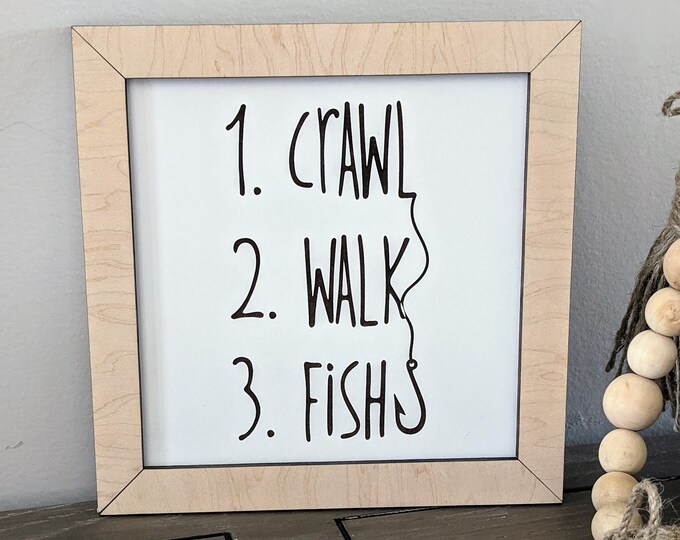 Crawl, Walk, Fish Room Decor - Fishing Themed Baby Room - Fishing Sign ...