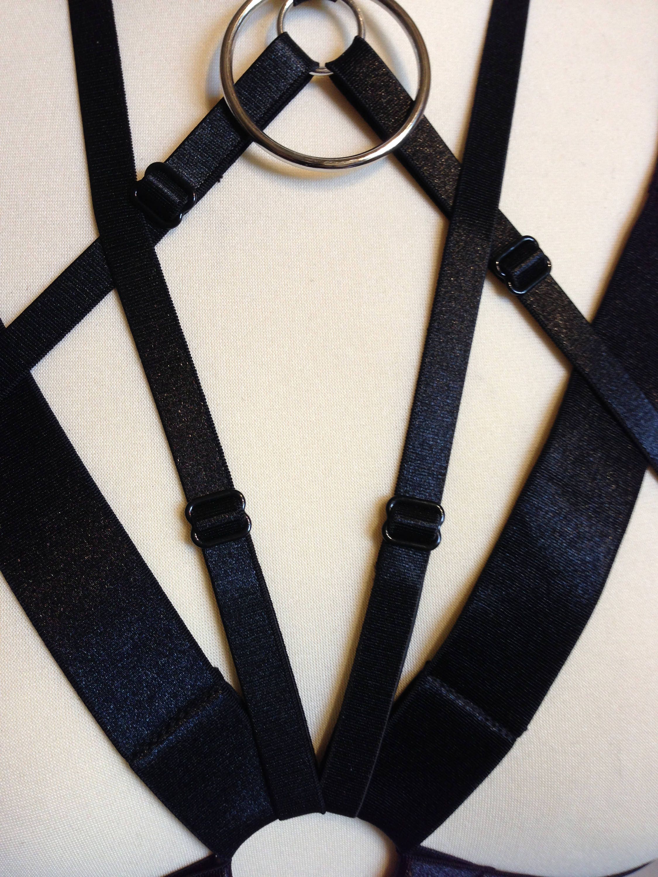 Luxury Wide Satin Strap Body Harness Cage Bra Pole Dancing Elastic ...