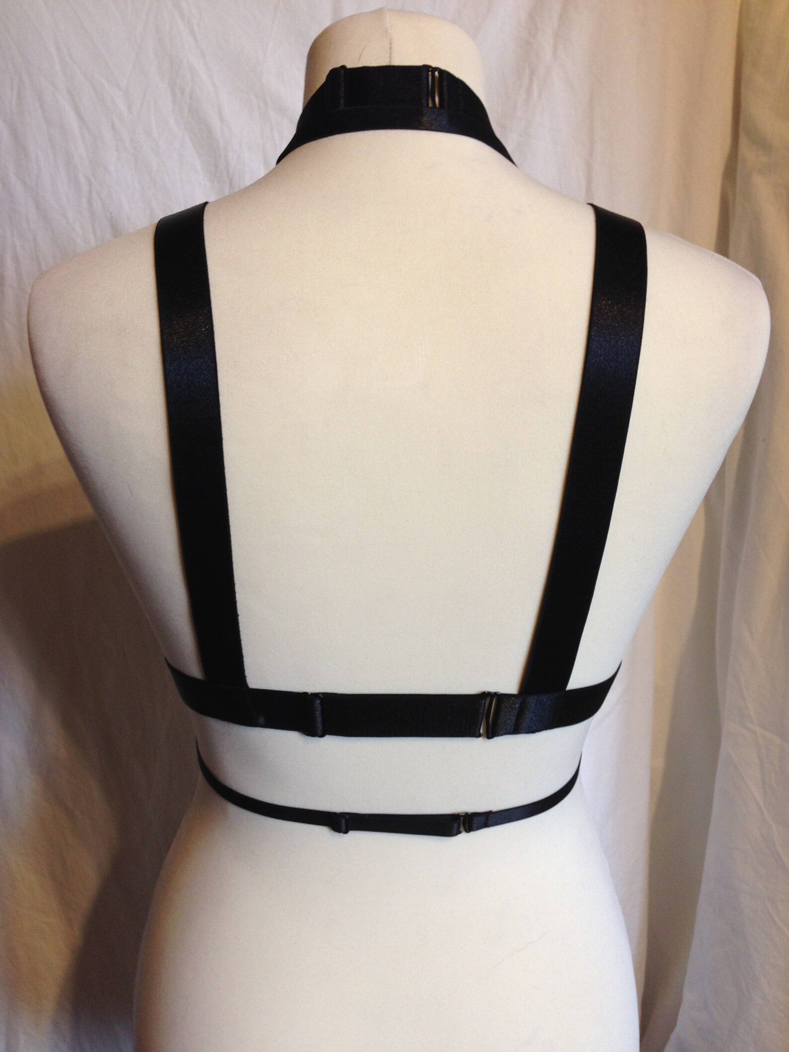 Luxury Wide Satin Strap Body Harness Cage Bra Pole Dancing Elastic ...