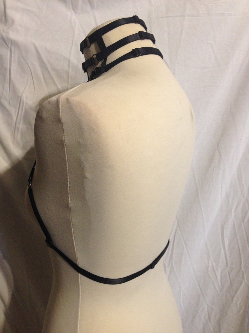 Jacobs Ladder-stunning Black Satin Body Harness Cage Bra Pole Dancing ...