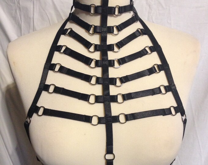 Jacobs Ladder-stunning Black Satin Body Harness Cage Bra Pole | Etsy