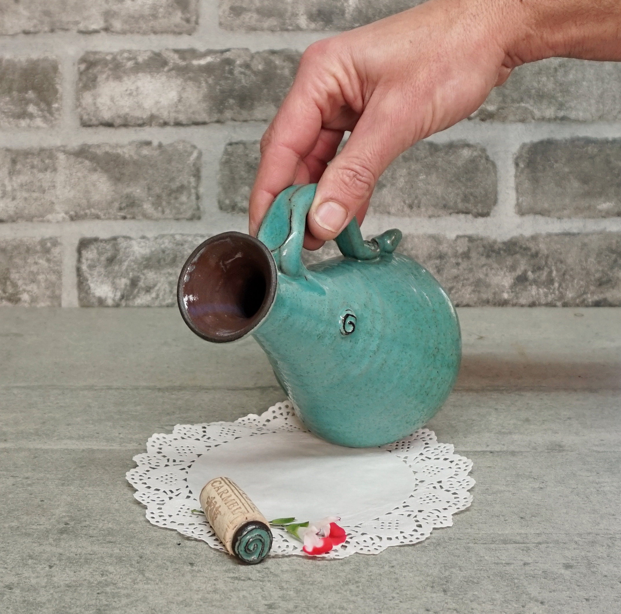 Ceramic oil container Blue olive oil jar Vinaigrette | Etsy