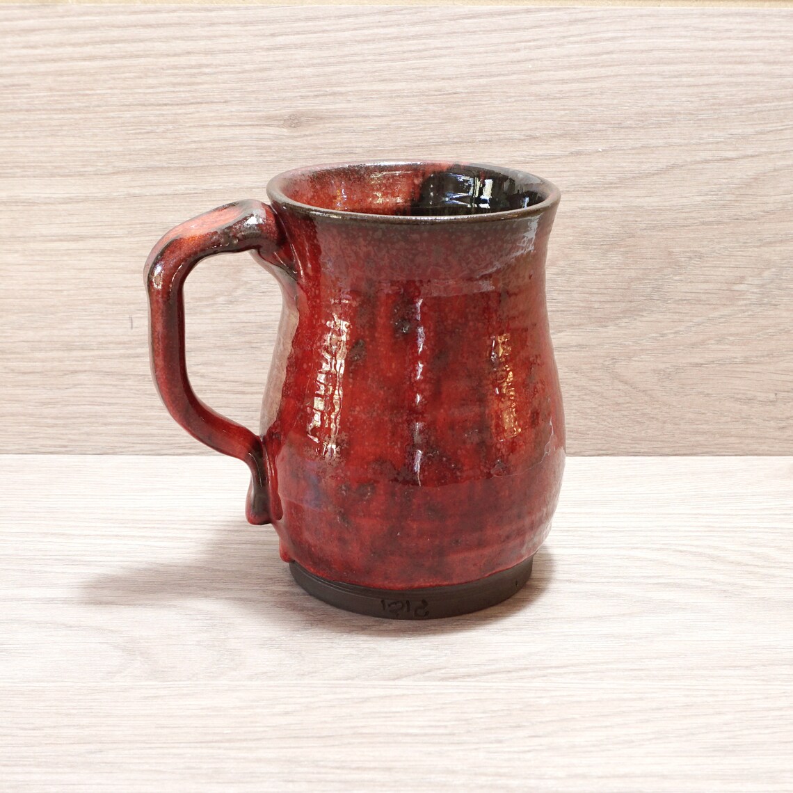 BIG red MUG 22 oz of coffee Pottery cup Ceramic mug Red / | Etsy