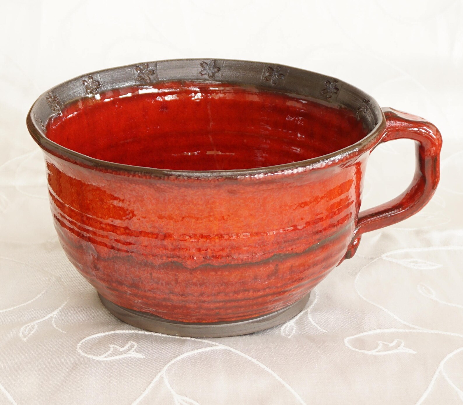 Red 8 serving bowl Salad pottery bowl Fruit or | Etsy