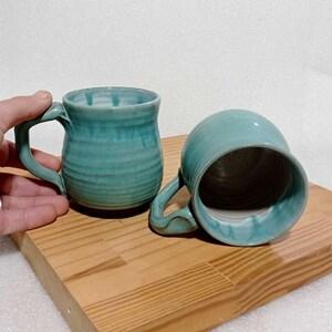 Two Blue Mugs, Two Pottery Cups, Pottery Coffee Mug, 13 Oz Ceramic Mug ...