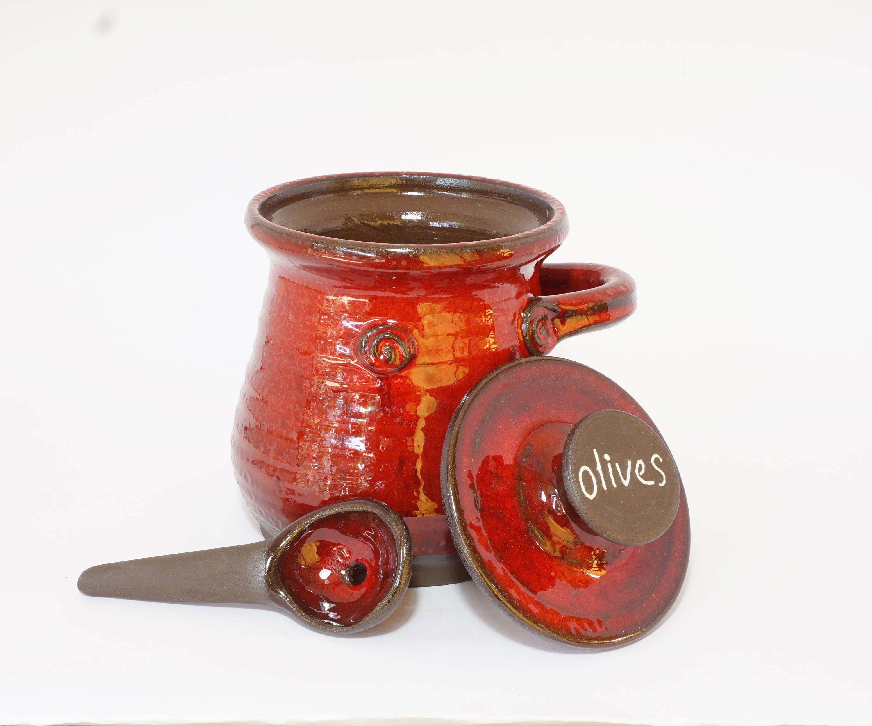 Ceramic Olives Jar Olives Container Red Container for - Etsy Israel