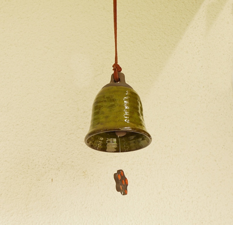 Ceramic Wind Bells Pottery Bells Outdoor Art Green and - Etsy
