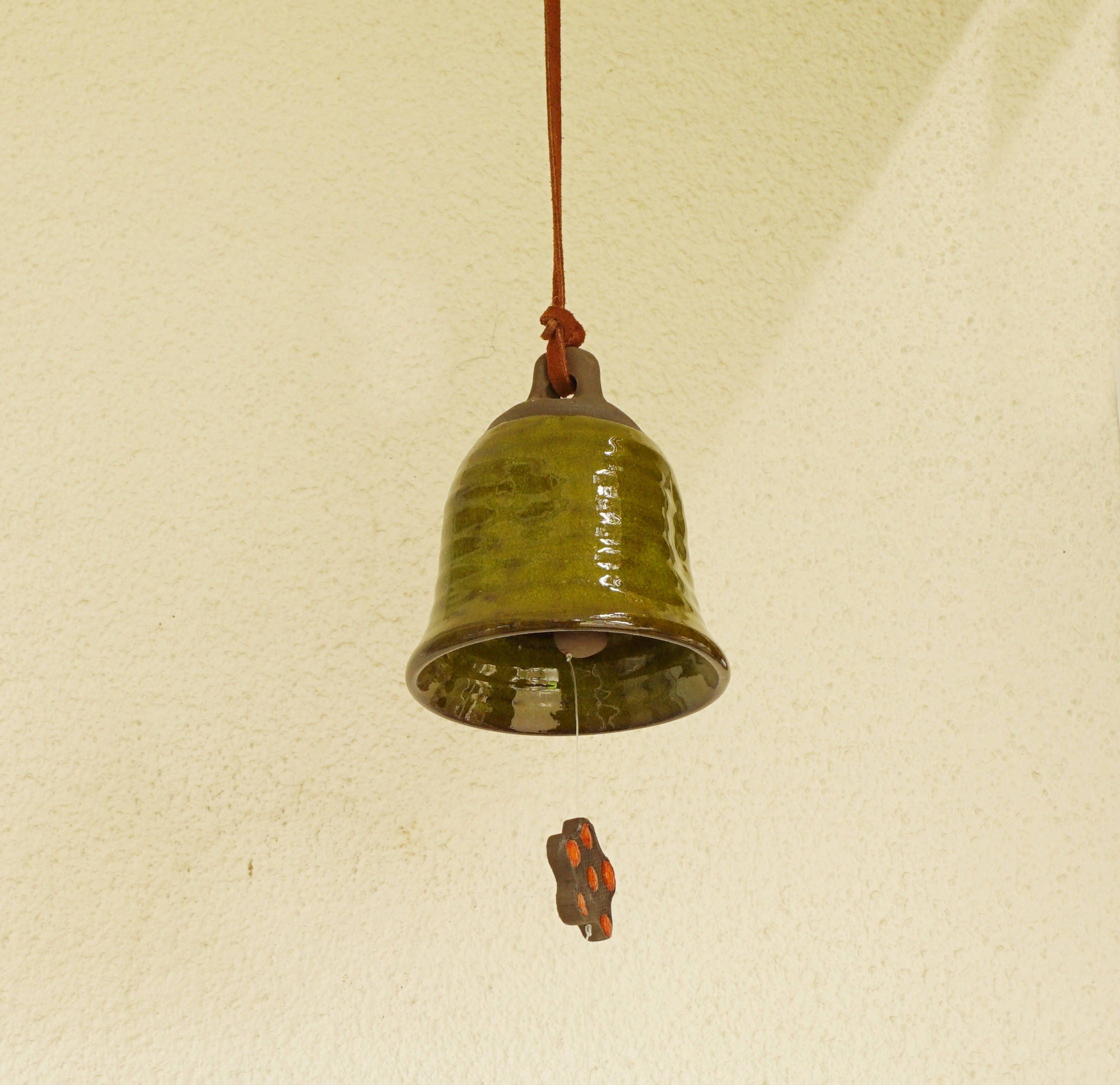 Ceramic Wind Bells Pottery Bells Outdoor Art Green and | Etsy