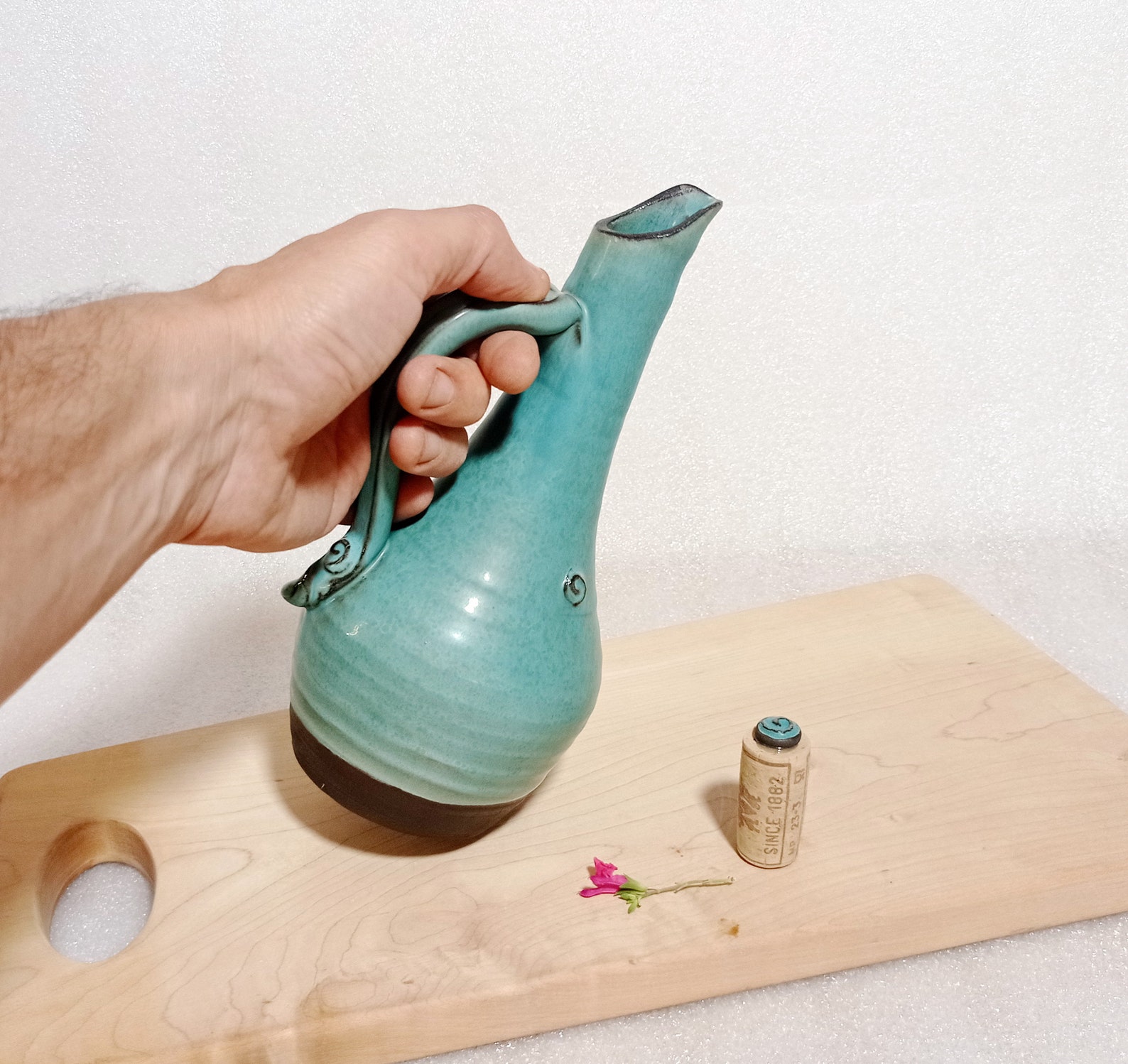 Ceramic Oil Container Blue Olive Oil Jar Vinaigrette - Etsy