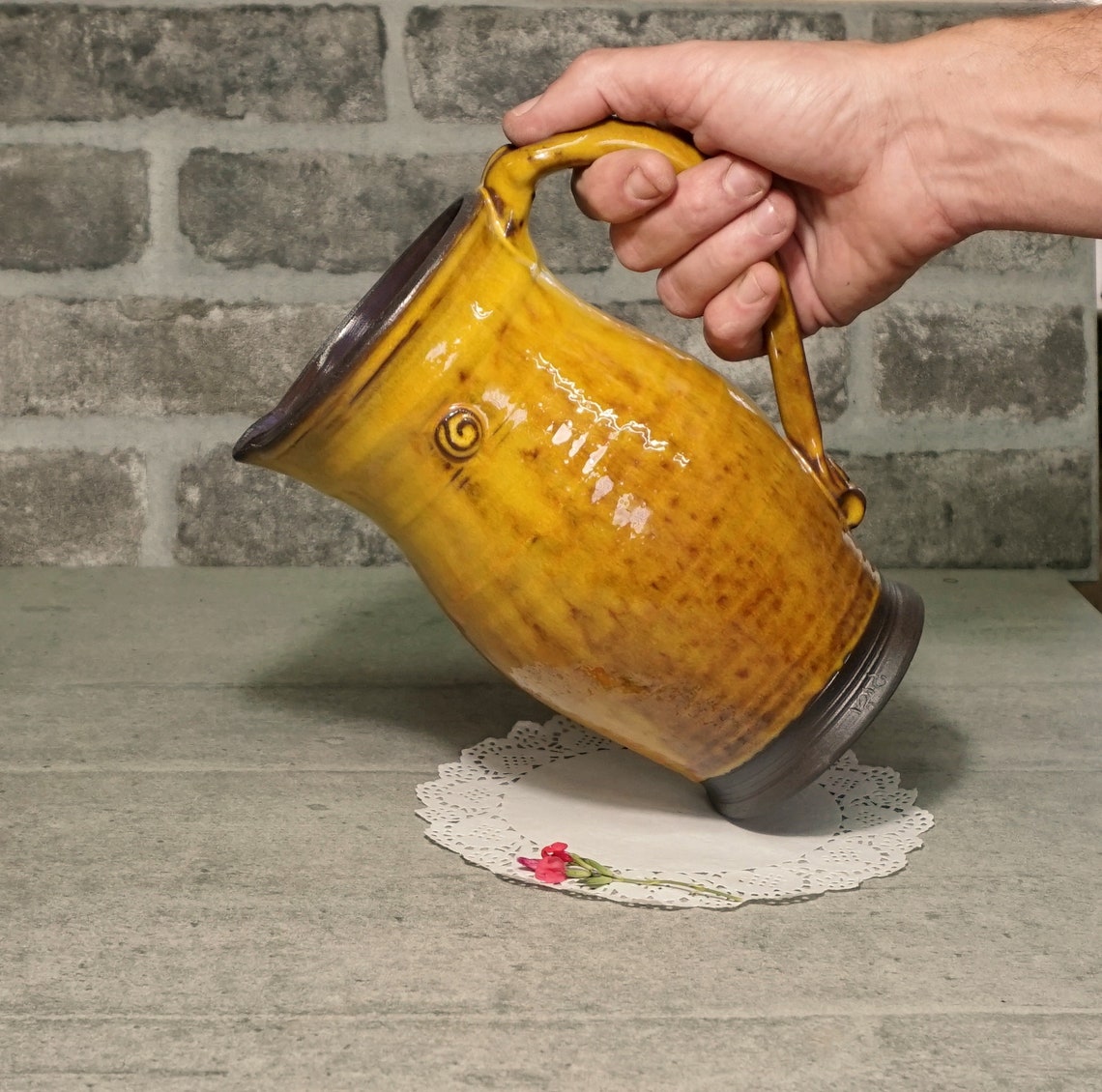 Yellow Pottery Pitcher 1.5 Liter Wheel Thrown Ceramic Jug - Etsy