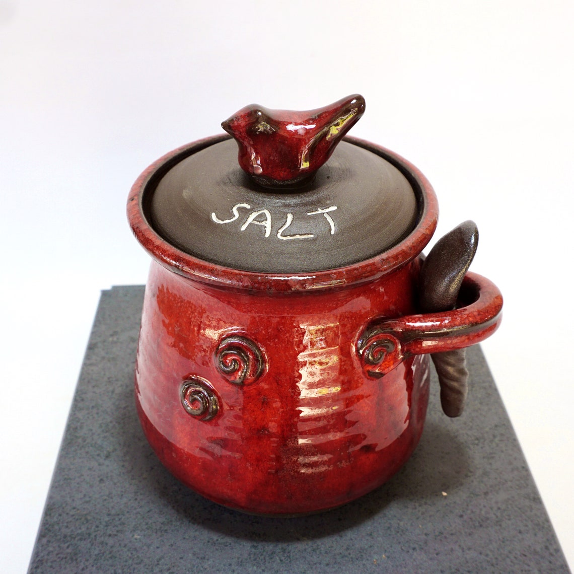 Coarse Salt Cellar Handmade Pottery Salt Container Red - Etsy