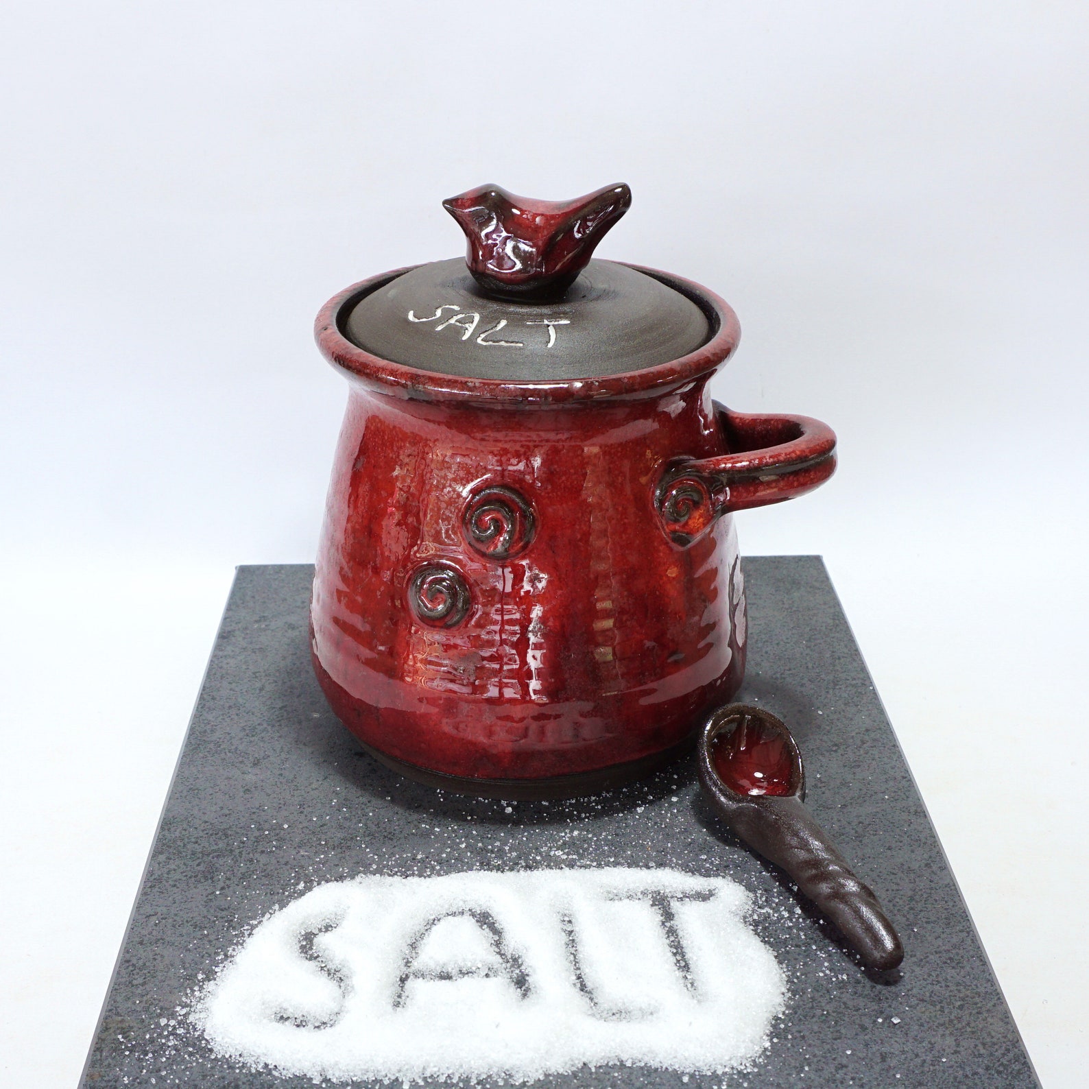 Coarse Salt Cellar Handmade Pottery Salt Container Red - Etsy