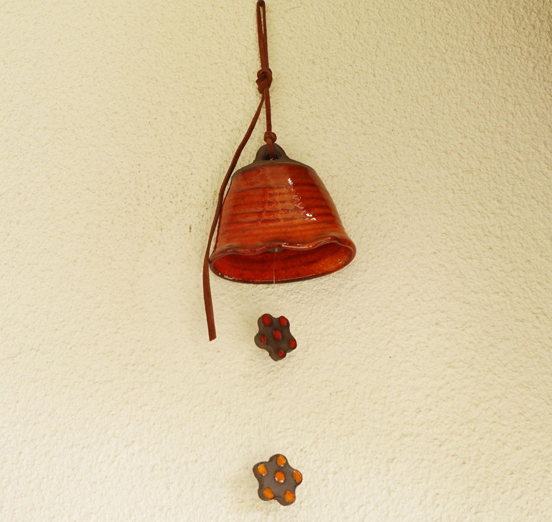 Two Ceramic Wall Bell Handmade Flat Back Wall Bells Pottery - Etsy