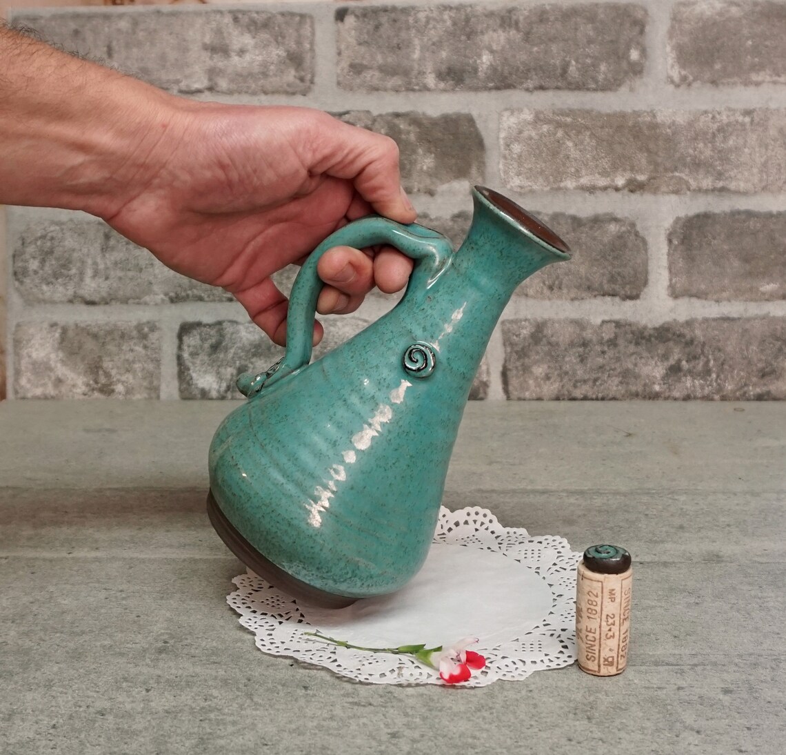 Ceramic Oil Container Blue Olive Oil Jar Vinaigrette | Etsy