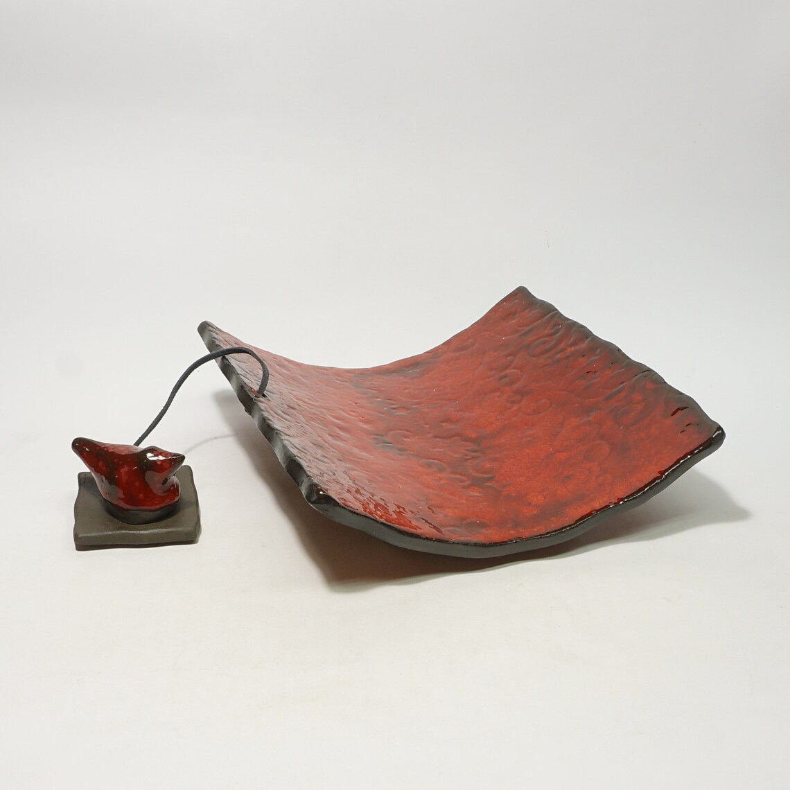 Red ceramic napkin holder Napkin holder with a bird Ceramic | Etsy