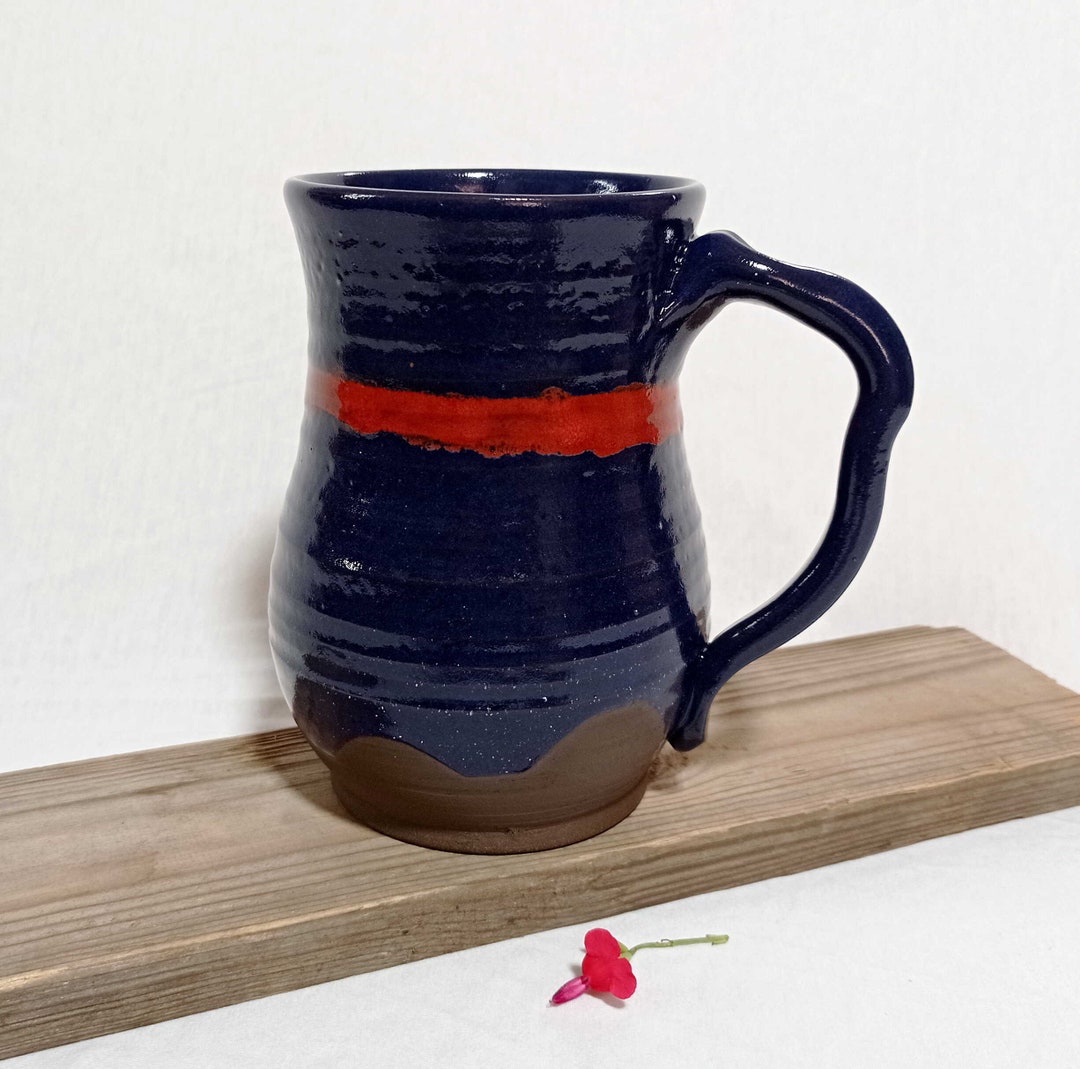 BIG Handmade Mug, 30 Oz Pottery Coffee Mug, 900 Ml Ceramic Cup, Blue ...