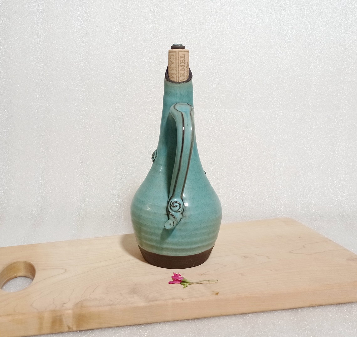Ceramic Oil Container Blue Olive Oil Jar Vinaigrette - Etsy