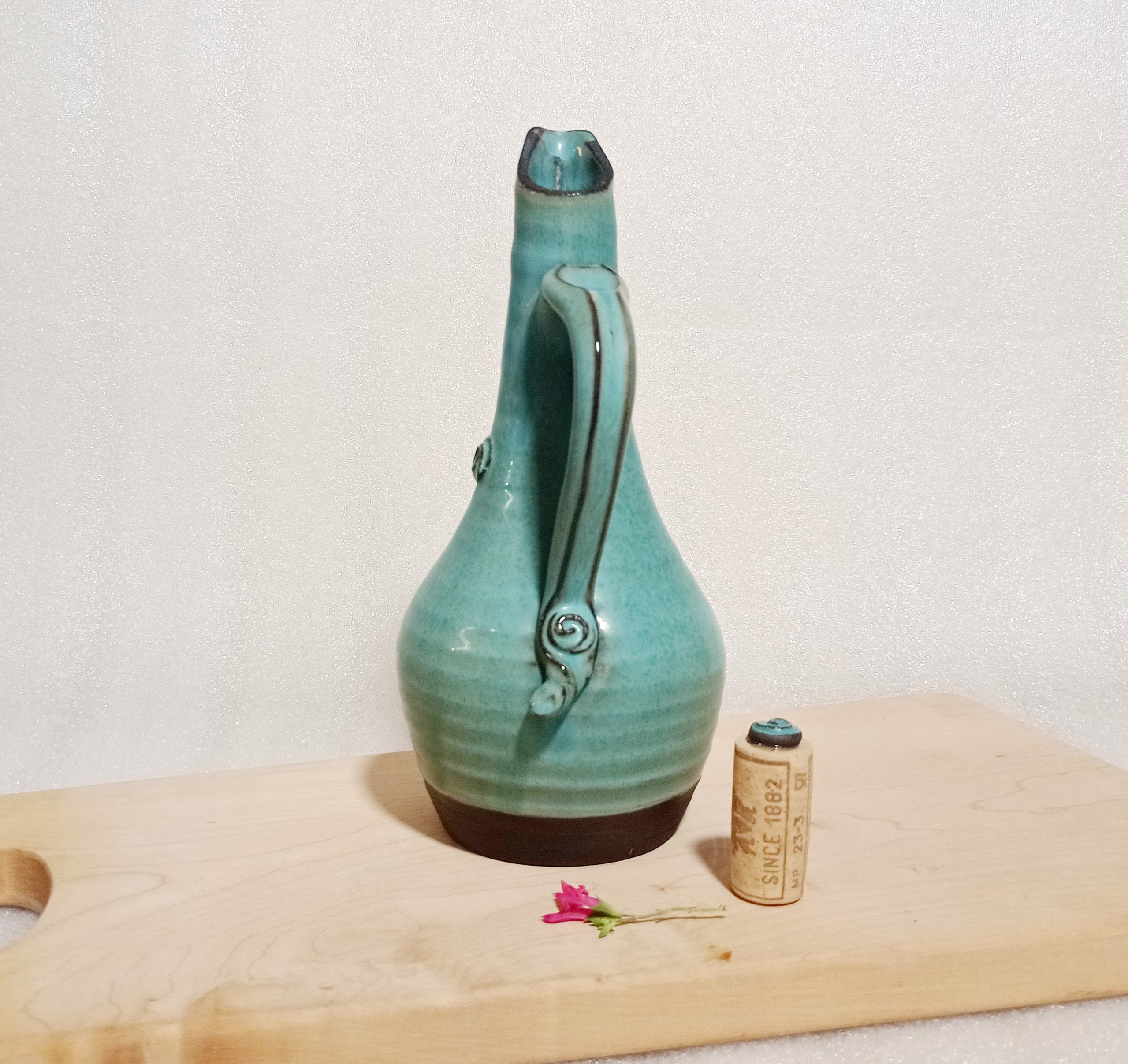Ceramic Oil Container Blue Olive Oil Jar Vinaigrette - Etsy