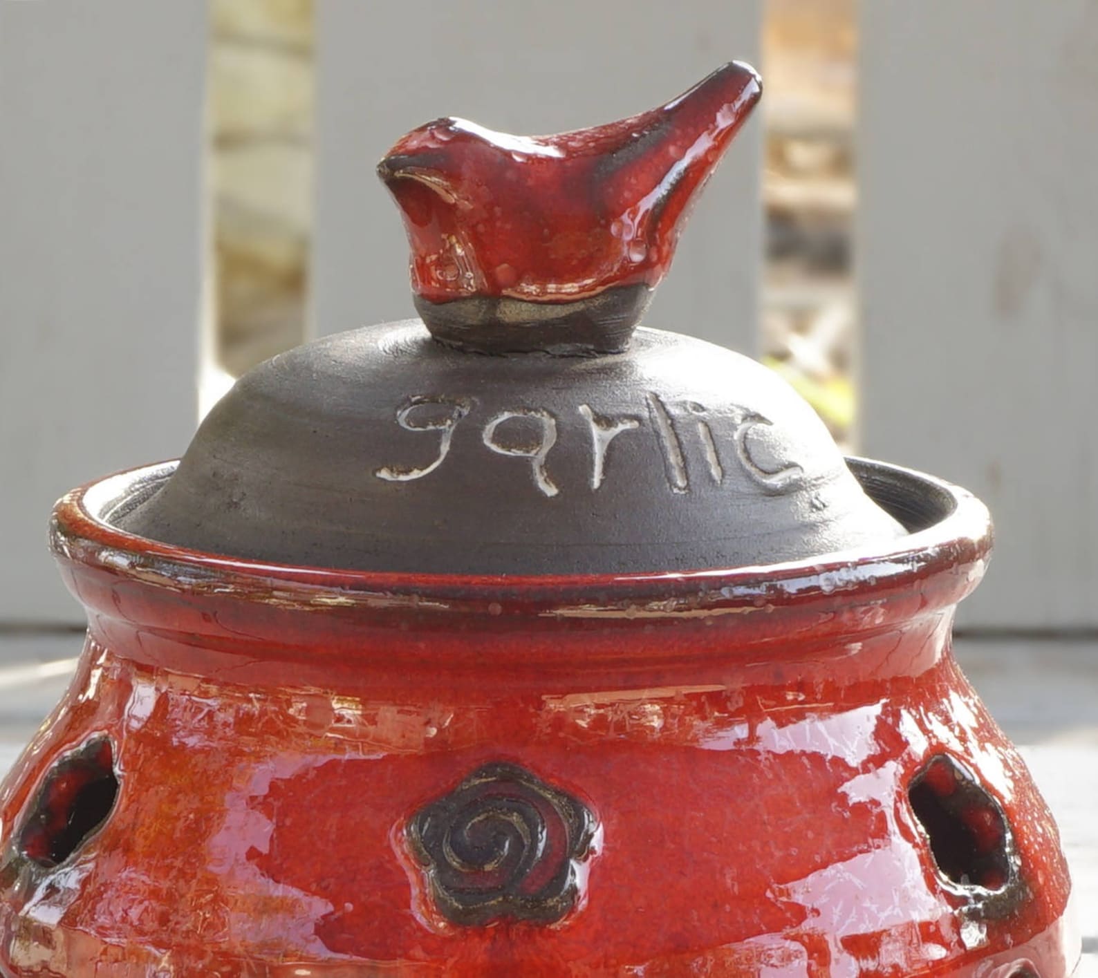 Ceramic garlic container Pottery hand made garlic storage | Etsy