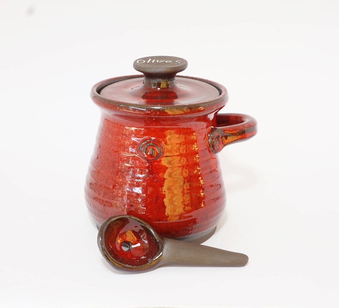 Ceramic Olives Jar Olives Container Red Container for - Etsy Israel