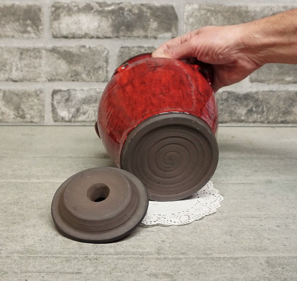 Red Color Big Jar Urn for Ashes Ceramic Urn for Ashes - Etsy