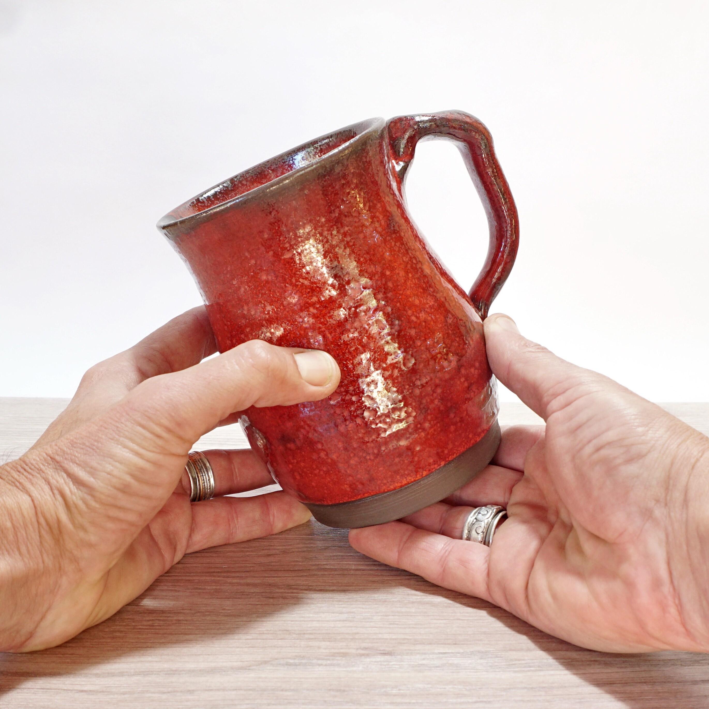 BIG red MUG 22 oz of coffee Pottery cup Ceramic mug Red / | Etsy