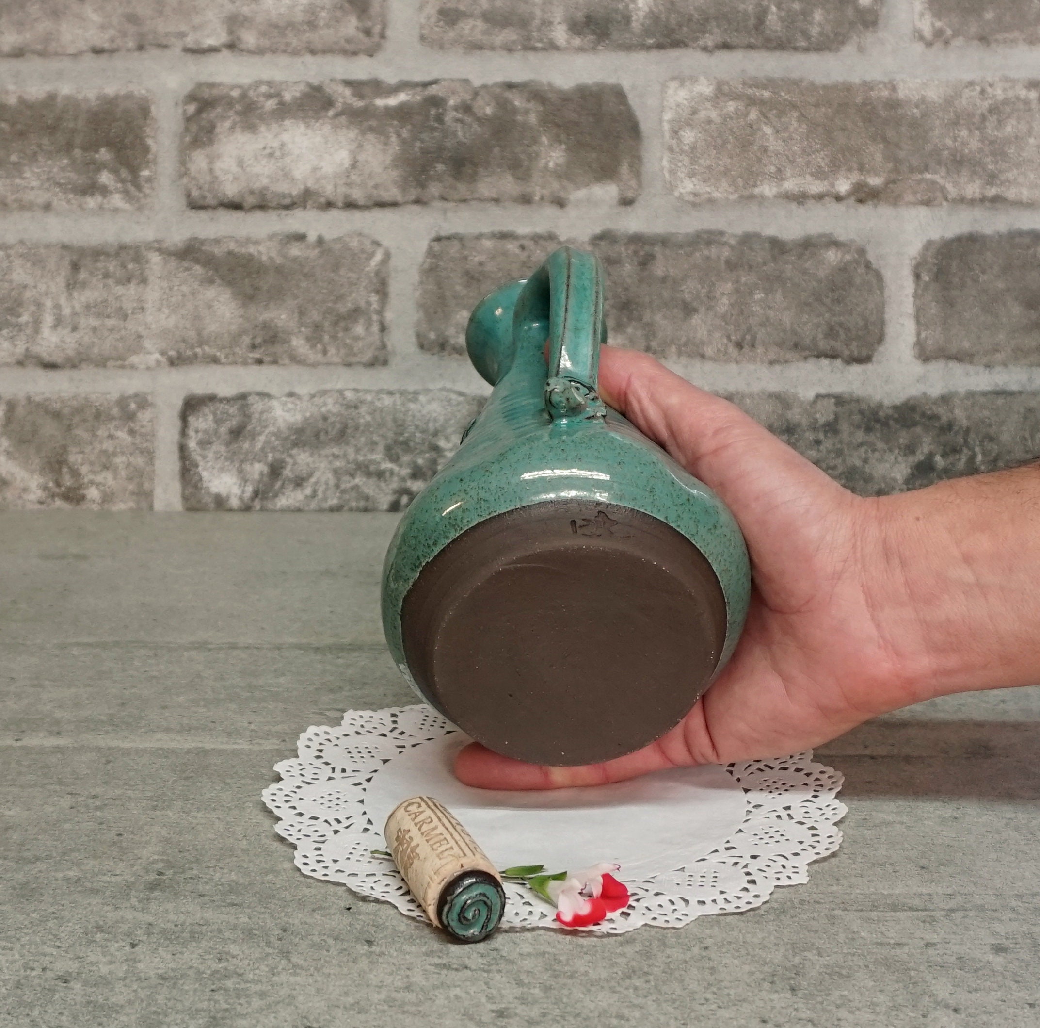 Ceramic oil container Blue olive oil jar Vinaigrette | Etsy