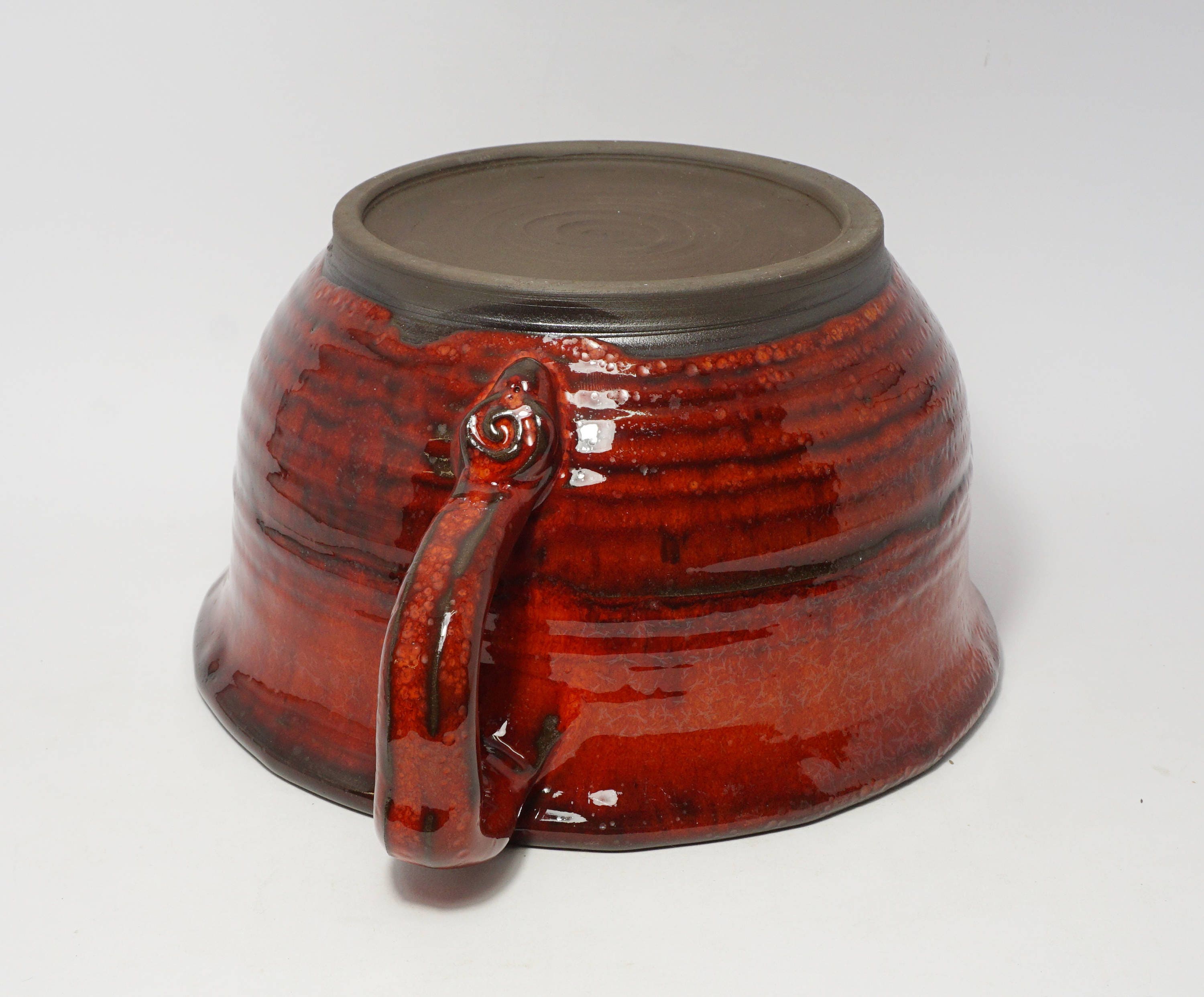 Red 8 serving bowl Salad pottery bowl Fruit or | Etsy