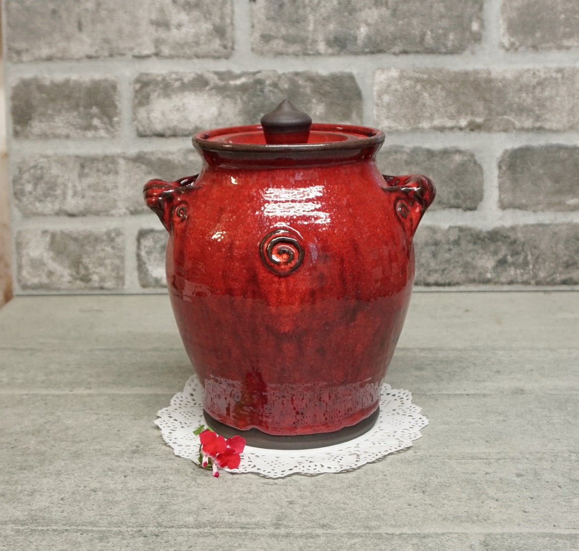 Red Color Big Jar Urn for Ashes Ceramic Urn for Ashes - Etsy
