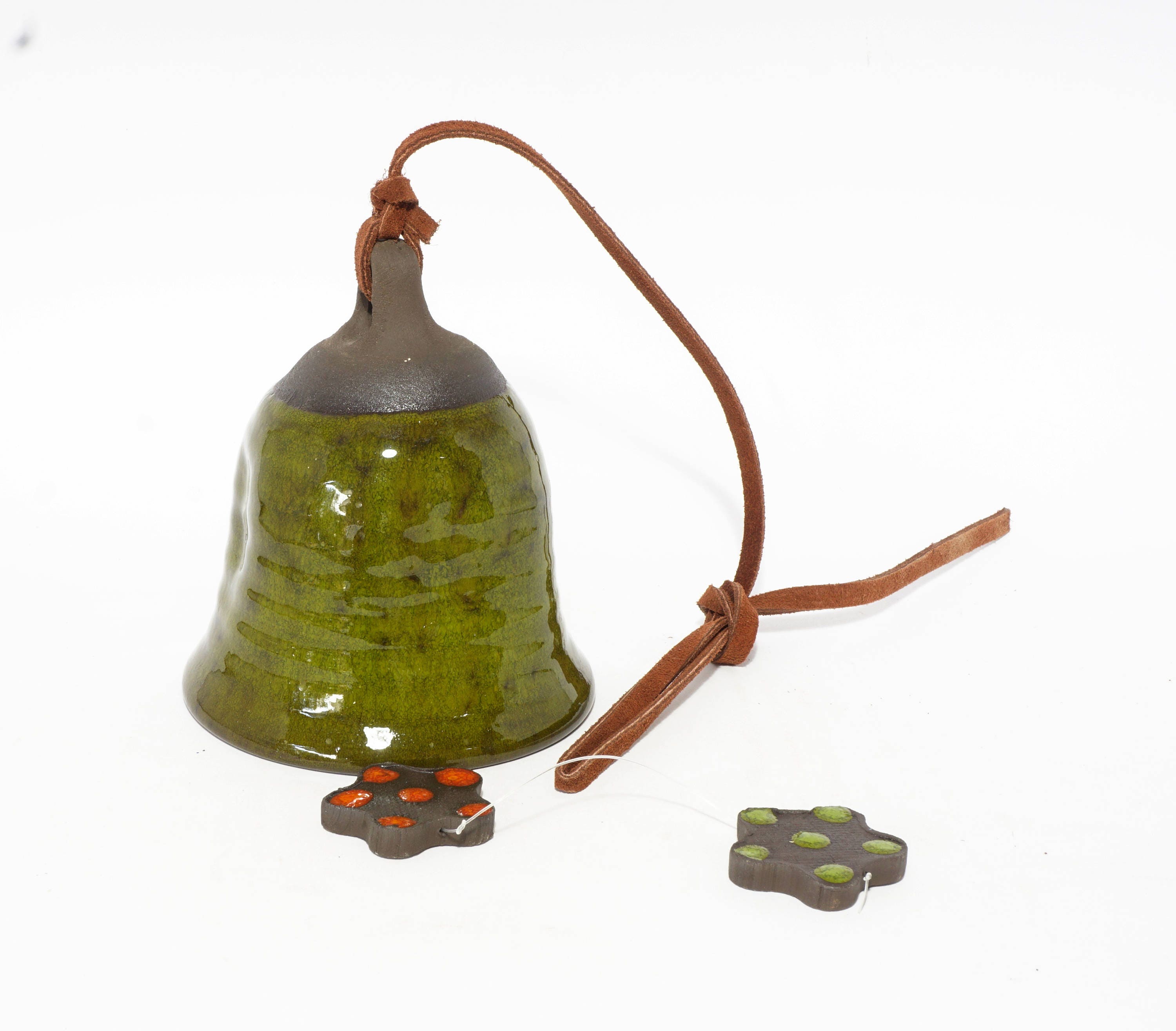 Ceramic Wind Bells Pottery Bells Outdoor Art Green and | Etsy