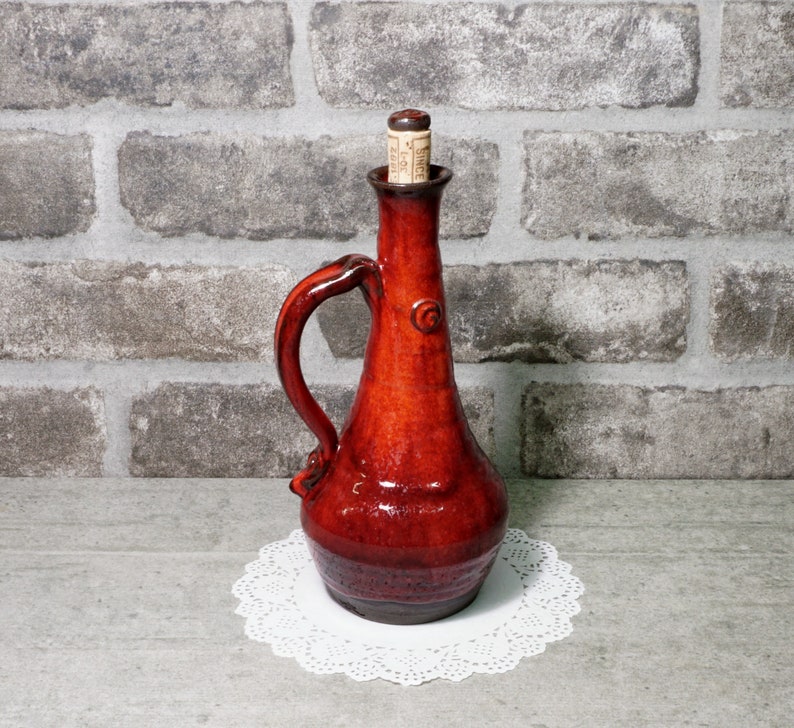 Ceramic Oil Bottle Red Glaze Pottery Olive Oil Dispenser - Etsy