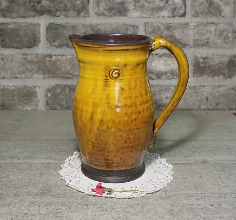 Yellow Pottery Pitcher 1.5 Liter Wheel Thrown Ceramic Jug - Etsy