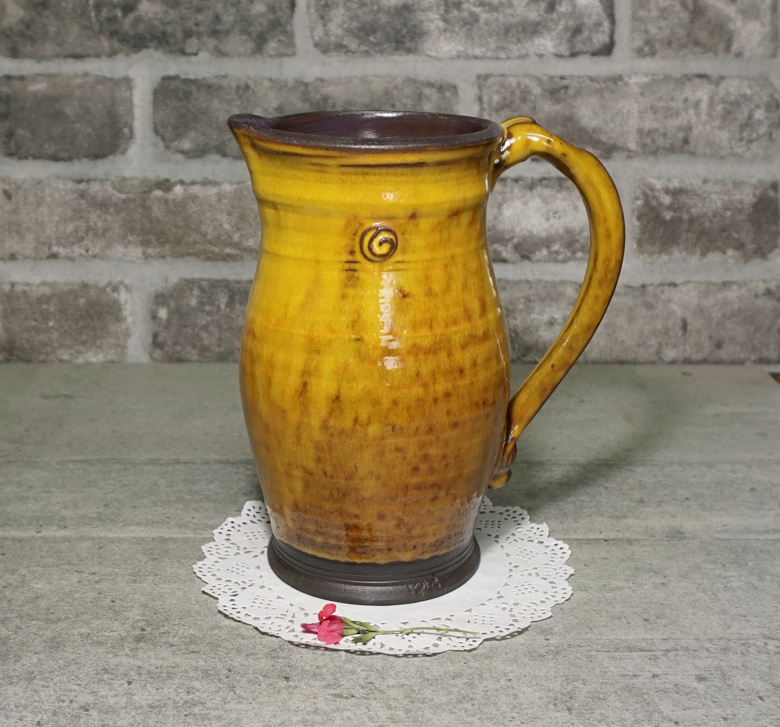 Yellow Pottery Pitcher 1.5 Liter Wheel Thrown Ceramic Jug - Etsy