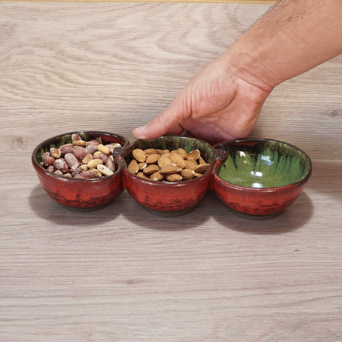 Ceramic Salsa Dip Red Bowls Pottery Serving Bowls Three | Etsy