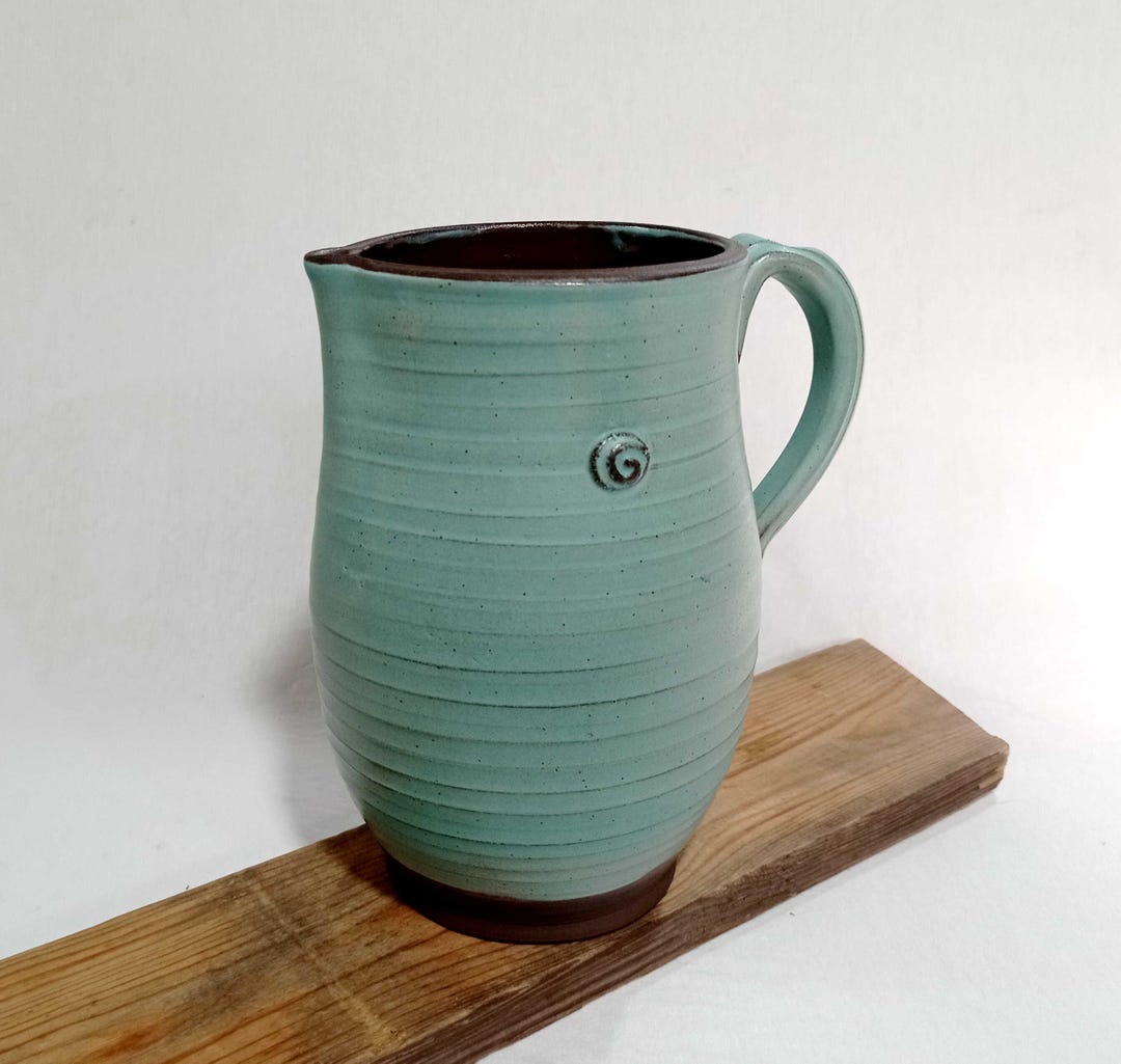 Handcrafted Blue Matte Ceramic Pitcher: Rustic Kitchen Jug (50.7oz) - Etsy