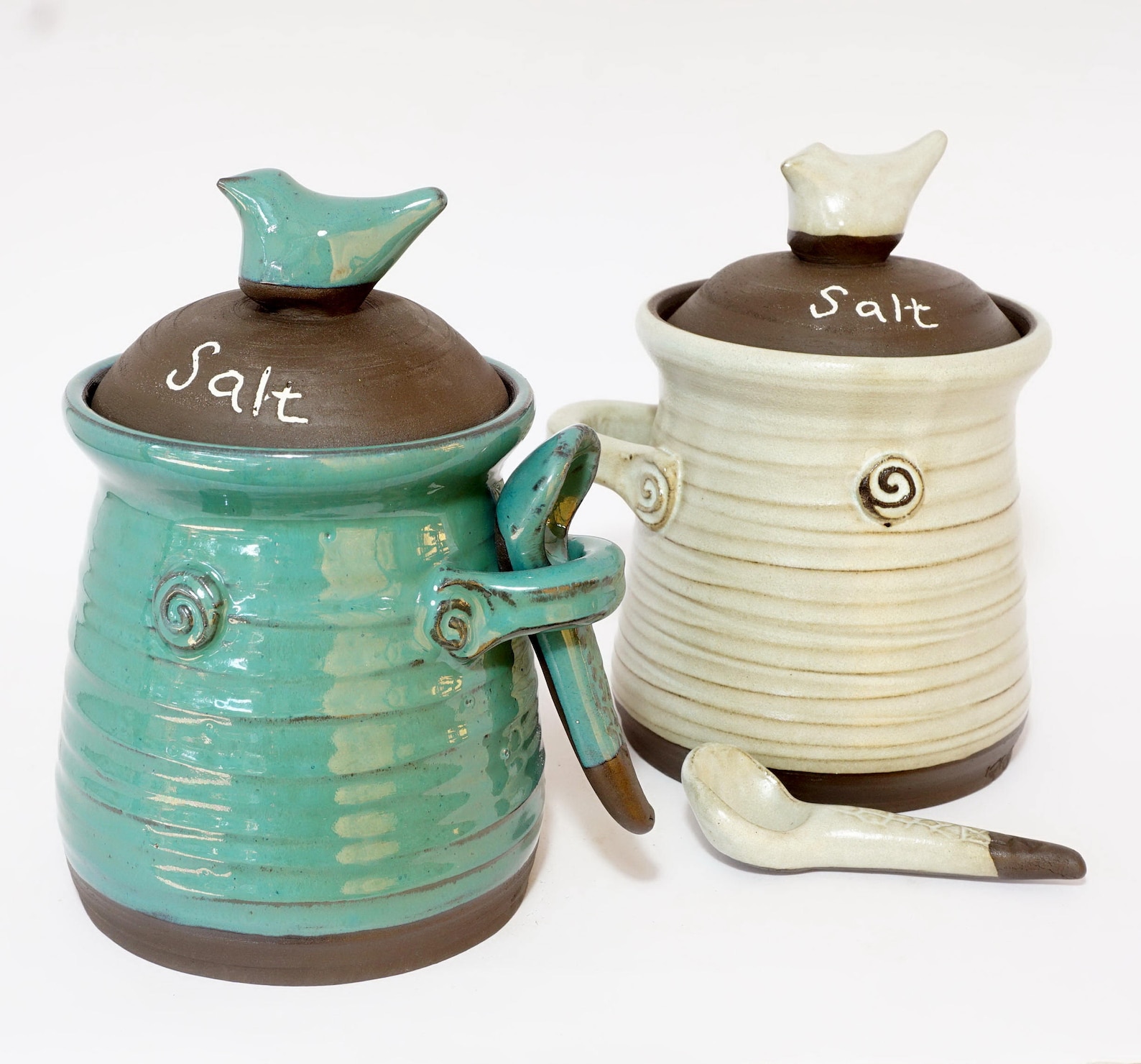 Blue Coarse Salt Cellar, Handmade Pottery Salt Container, Coarse Salt ...